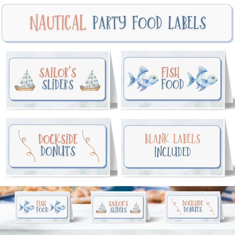 Nautical Party Food Labels | Printable | Fun Party Food Names ...