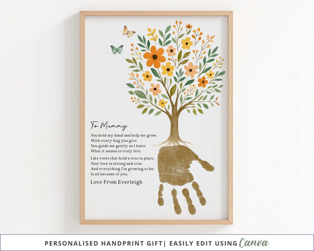 Handprint Gift, Kids Handprint Printable Gift, Printable Gift for Mum ...