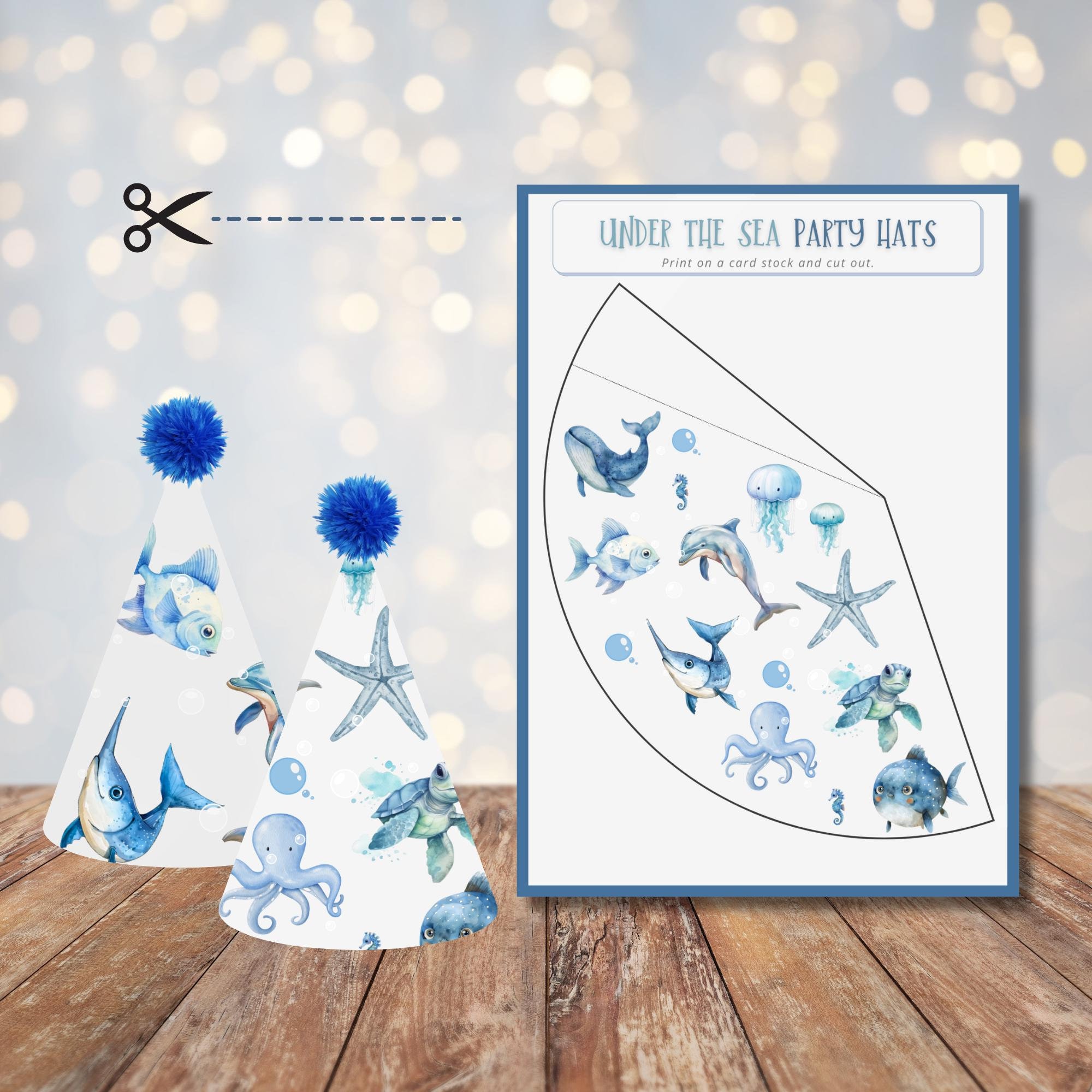 Under the Sea Party Hat Template Printable | Ocean-themed Kids Birthday ...