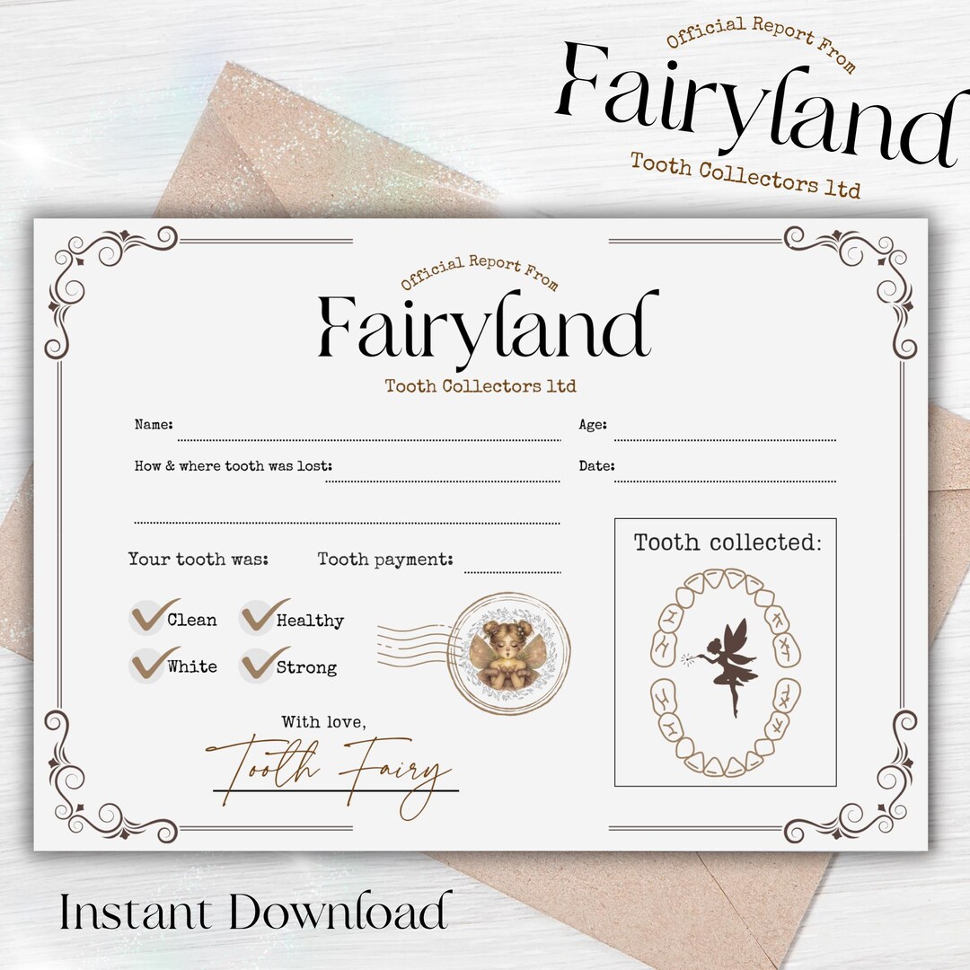 Printable Tooth Fairy Report Fun Tooth Fairy Certificate for Kids Tooth ...