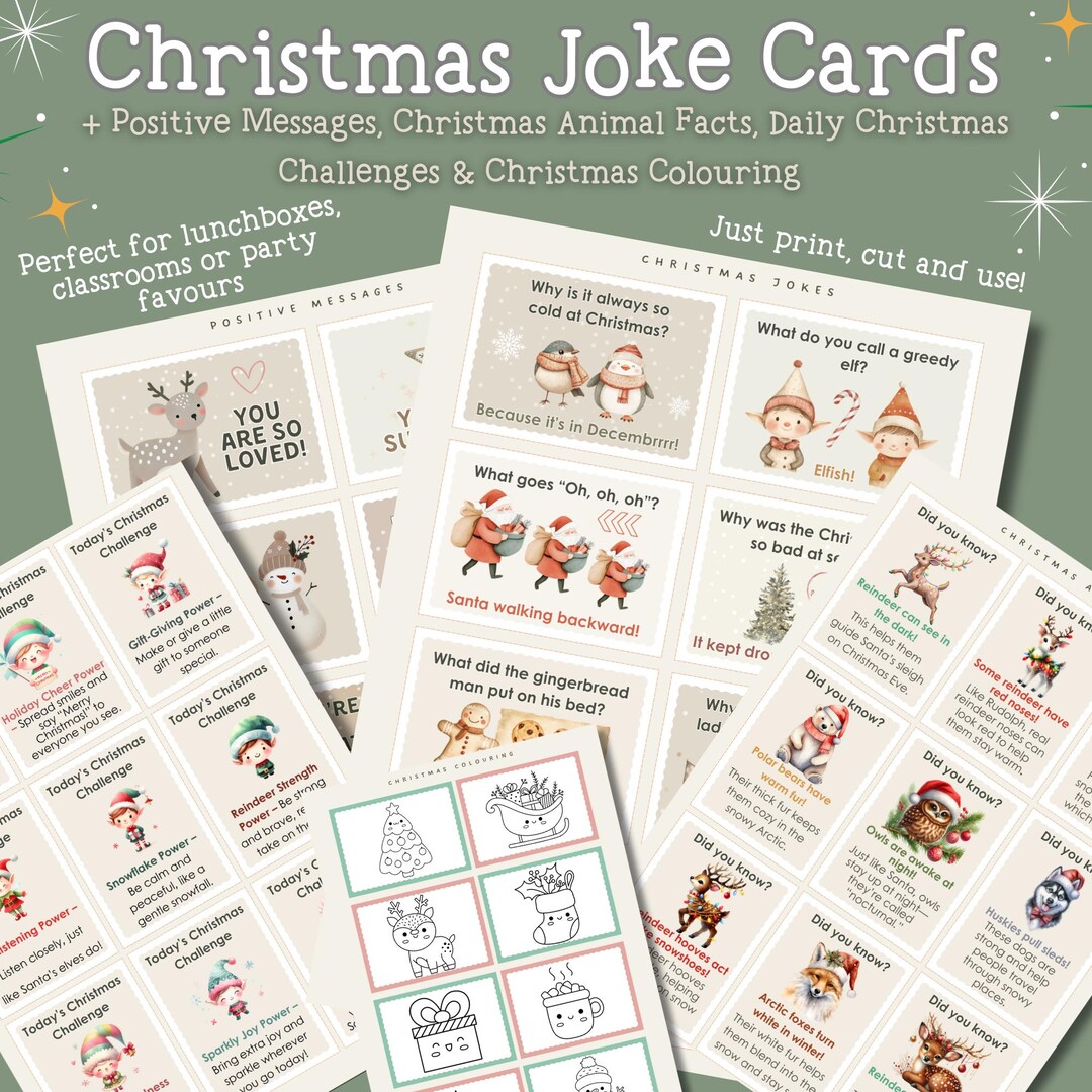 Printable Christmas Joke Cards for Kids, Positive Messages, Christmas ...