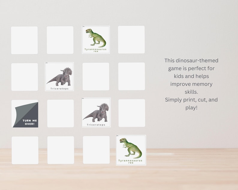 Dinosaur-themed Memory Game | Printable Kids Memory Match Game ...