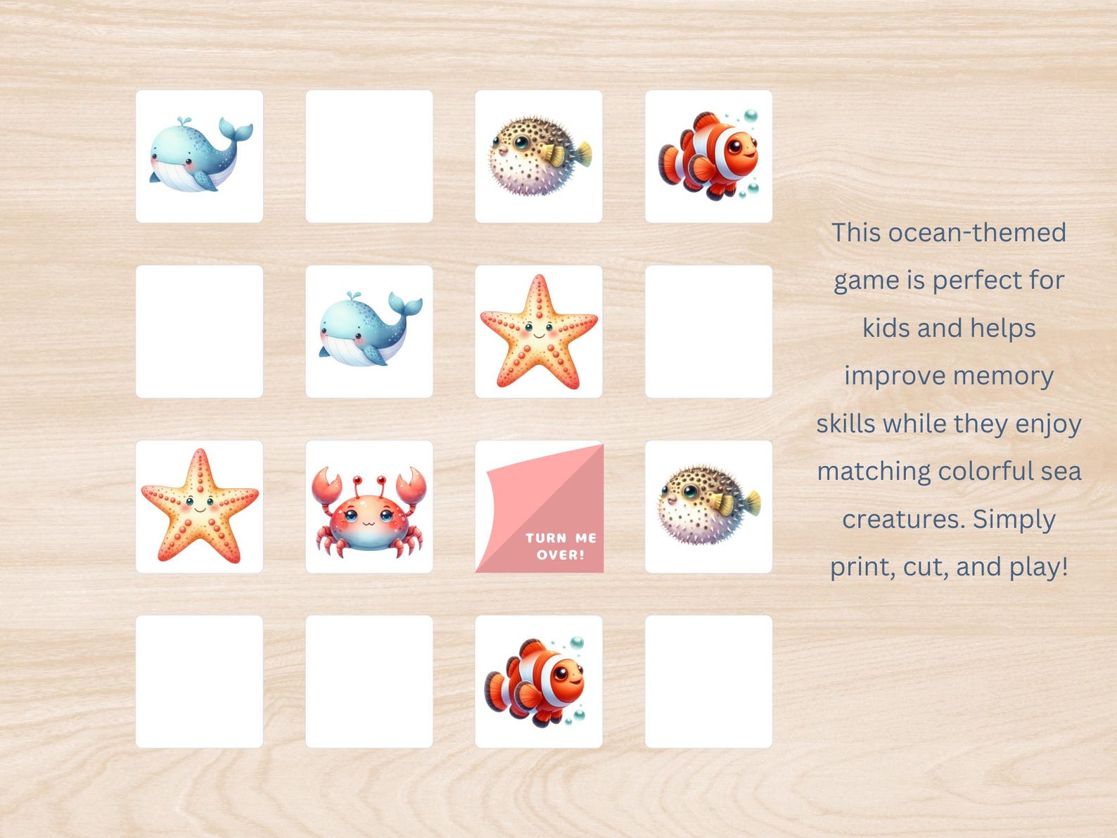 Under the Sea Memory Game Printable | Ocean-themed Kids Birthday Party ...