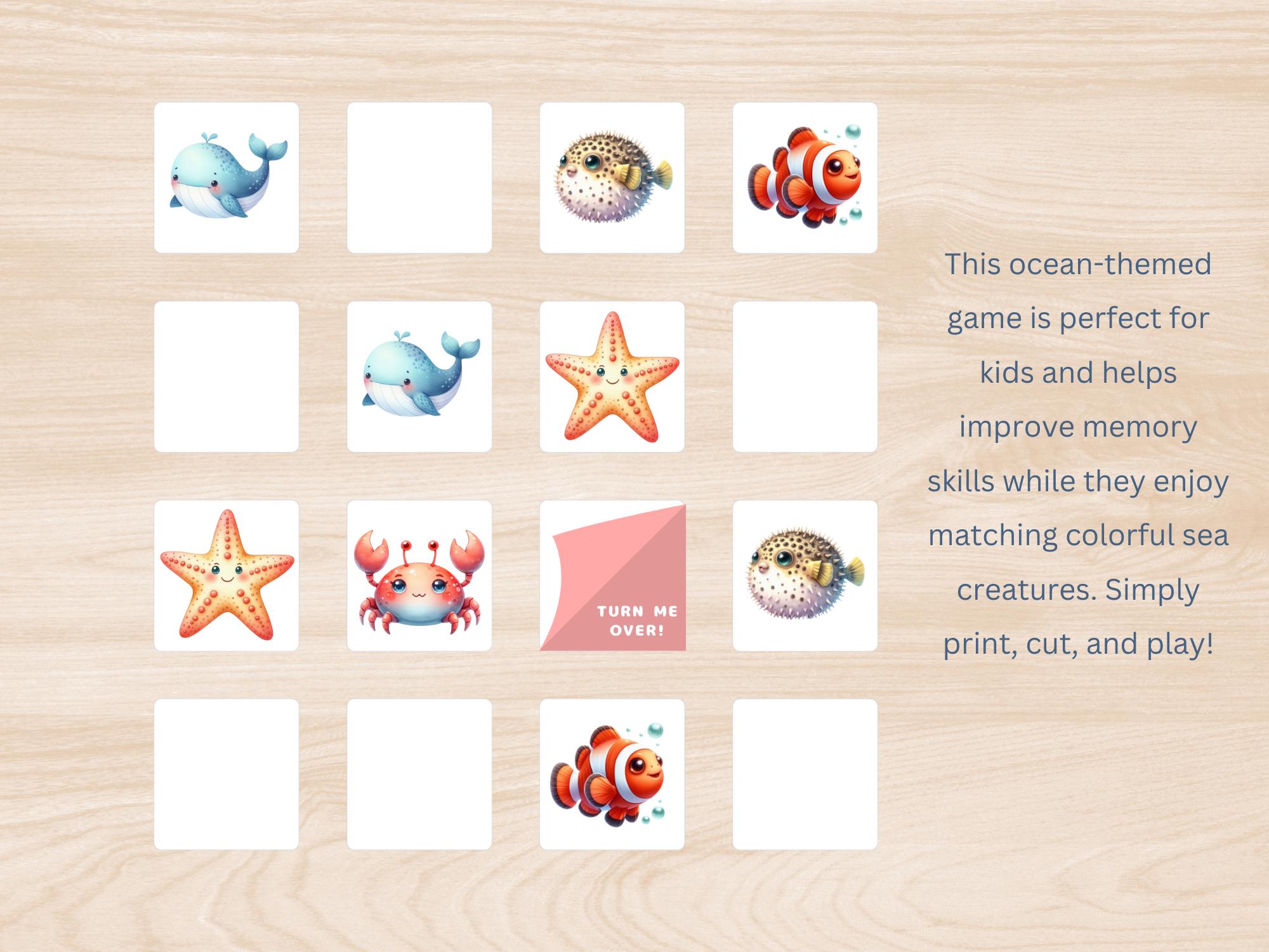 Under the Sea Memory Game Printable | Ocean-themed Kids Birthday Party ...
