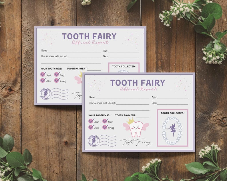 Printable Tooth Fairy Report Card, Kids Lost Tooth Keepsake (digital ...