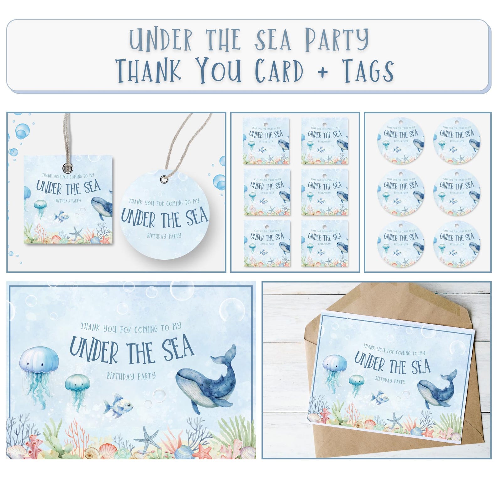 Under the Sea Thank You Cards & Tags Printable | Ocean-themed Kids ...