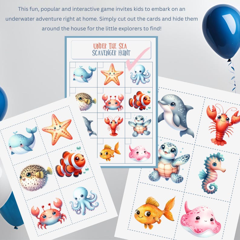 Under the Sea Scavenger Hunt Printable Cards | Ocean-themed Kids ...