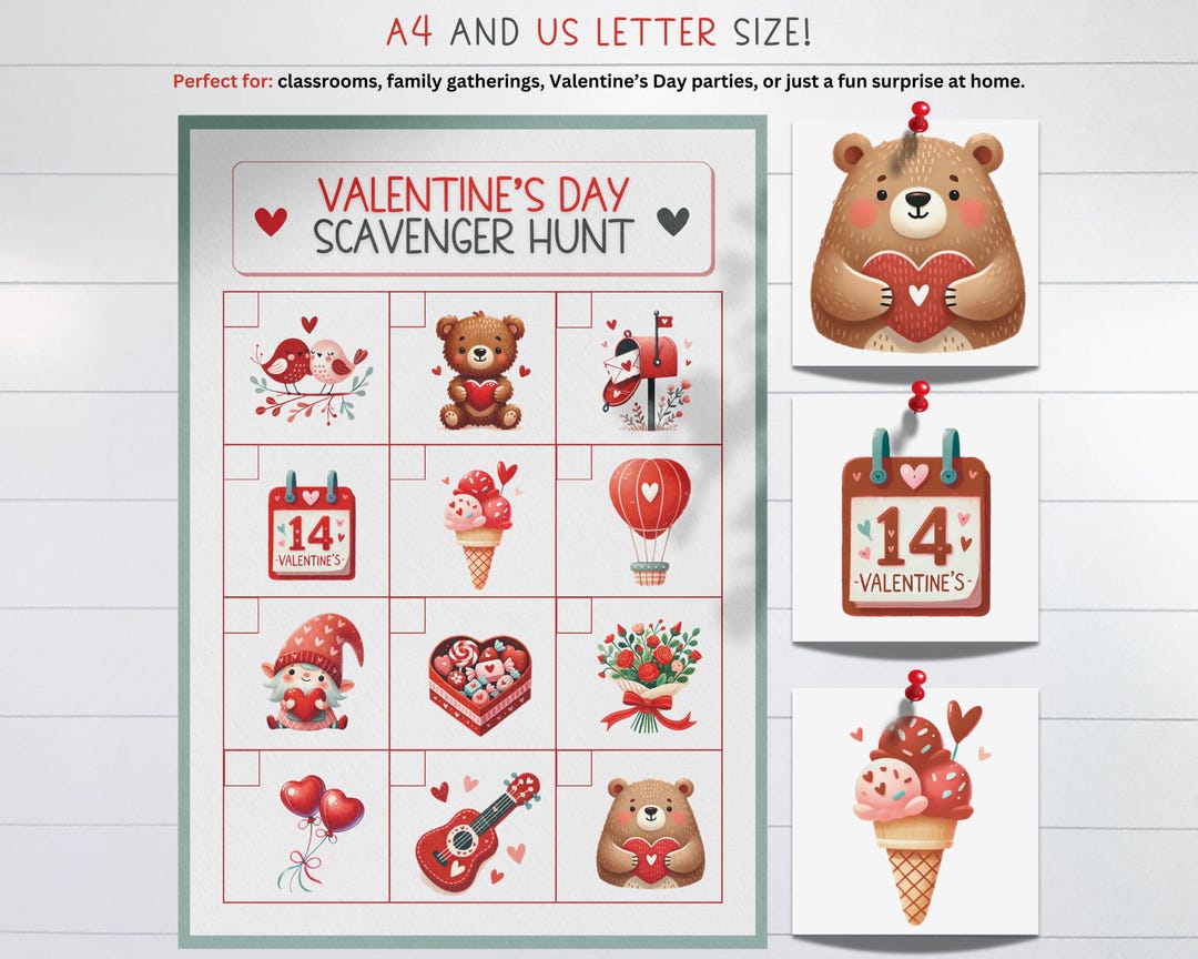 Valentine’s Day Scavenger Hunt, Printable Valentine Game, Scavenger ...