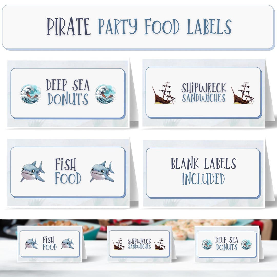 Pirate Party Food Labels | Printable | Fun Party Food Names | Pirate ...