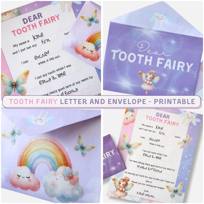 Tooth Fairy Letter & Envelope Printable Tooth Fairy Stationery Set Kids ...