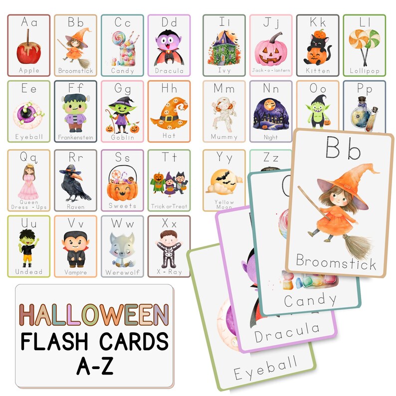 Halloween Flash Card Alphabet A-Z for Kids | Fun Educational Spooky ...