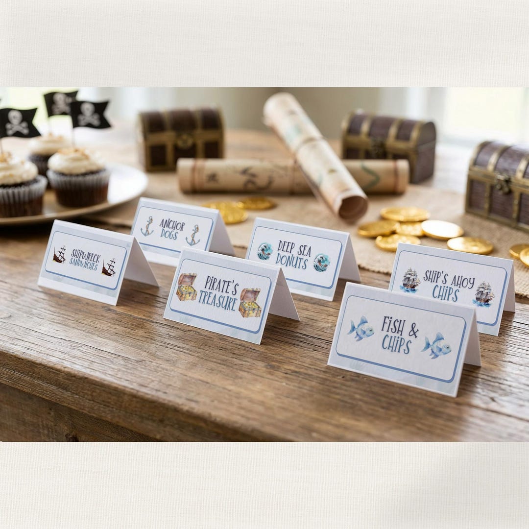 Pirate Party Food Labels Printable, Pirate Food Table Tents, Pirate ...
