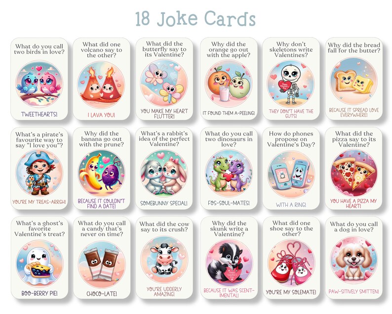 Printable Valentine's Day Joke Cards, Valentine Lunchbox Jokes, Party ...