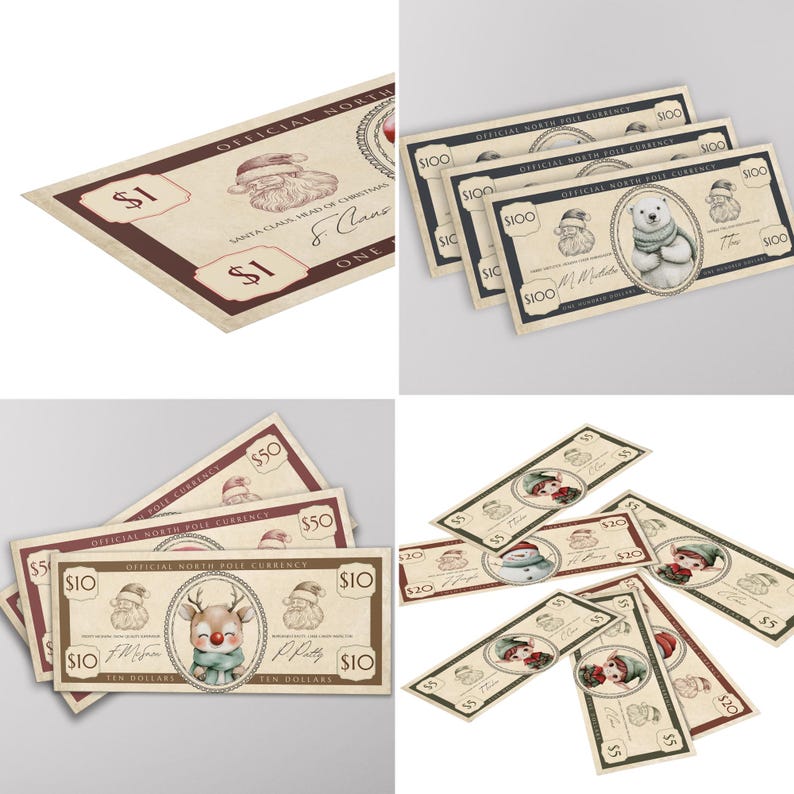 Christmas North Pole Currency, Play Money, Santa Claus Money, Printable ...