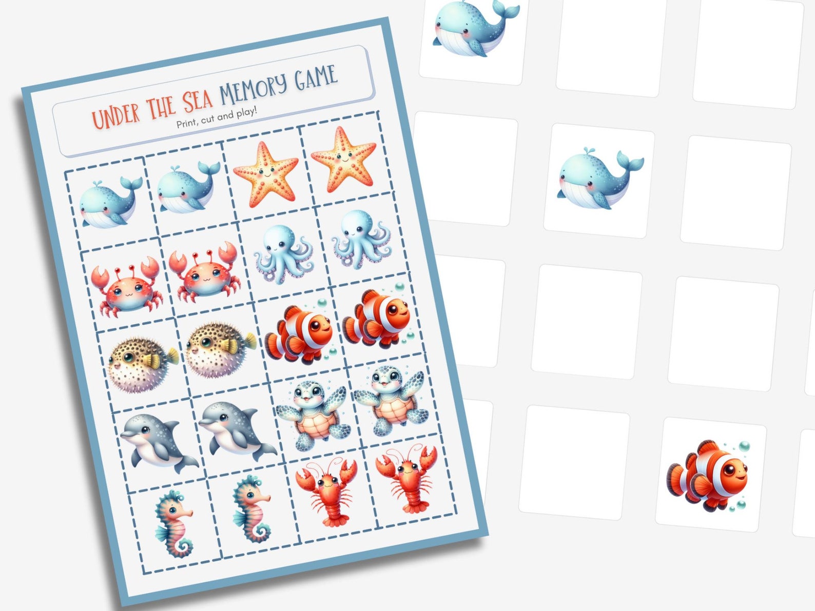 Under the Sea Memory Game Printable | Ocean-themed Kids Birthday Party ...