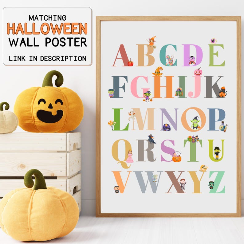 Halloween Flash Card Alphabet A-Z for Kids | Fun Educational Spooky ...