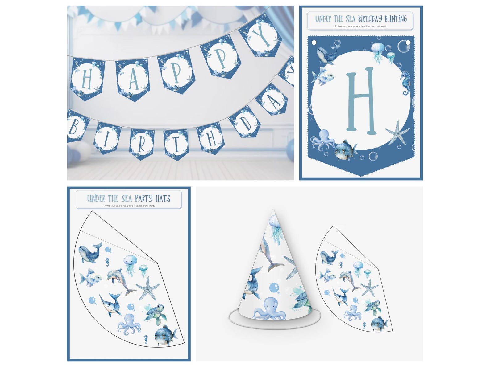 Under the Sea Party Bundle | Sea Creatures Kids Birthday Printables ...