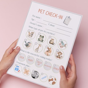 Pretend Play Vet Clinic, Pet Check Form, Kids Dramatic Play Printable ...
