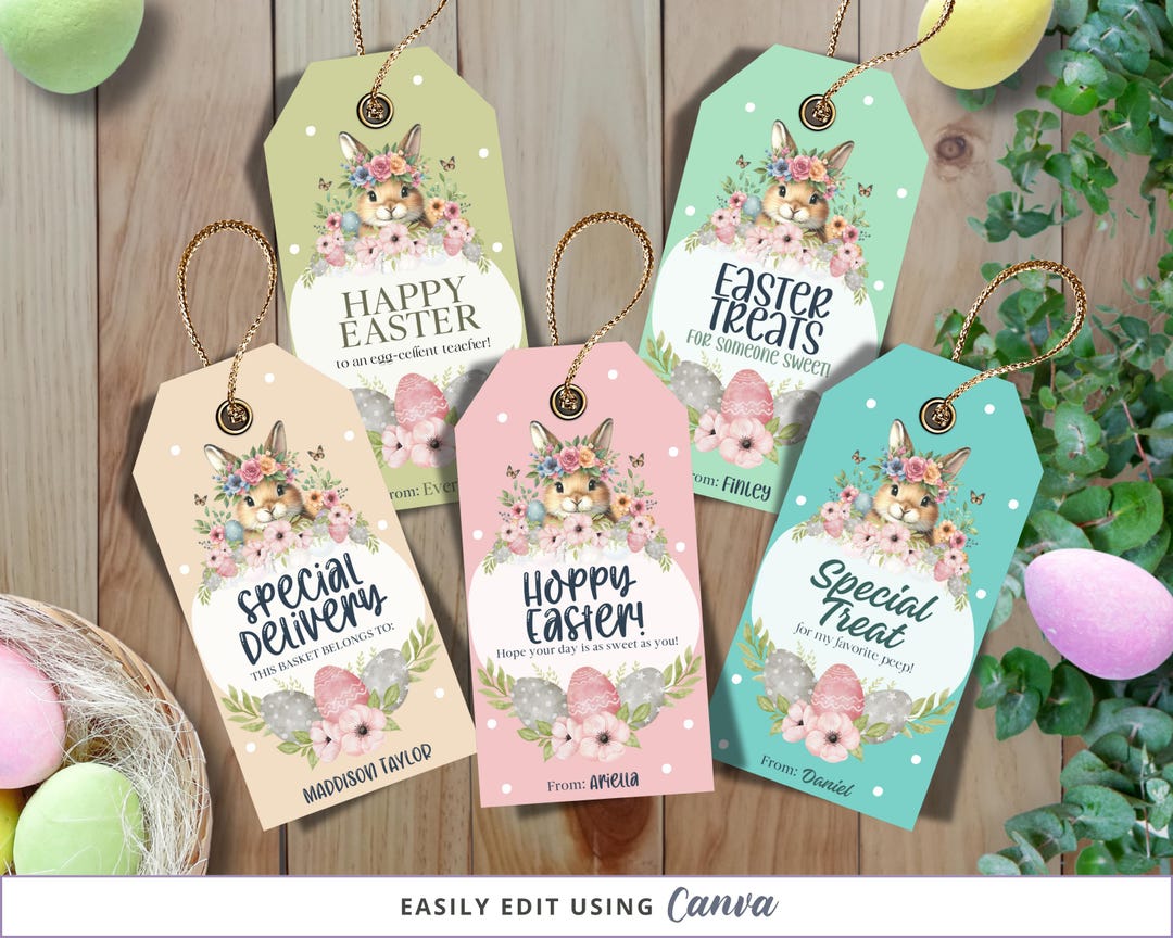 Easter Gift Tag Bundle, DIY Easter Basket Tag, Kids Easter Tag, Friend ...