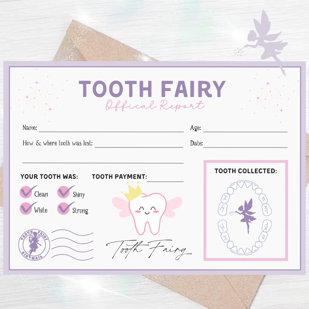 Printable Tooth Fairy Report | Fun Tooth Fairy Certificate for Kids ...