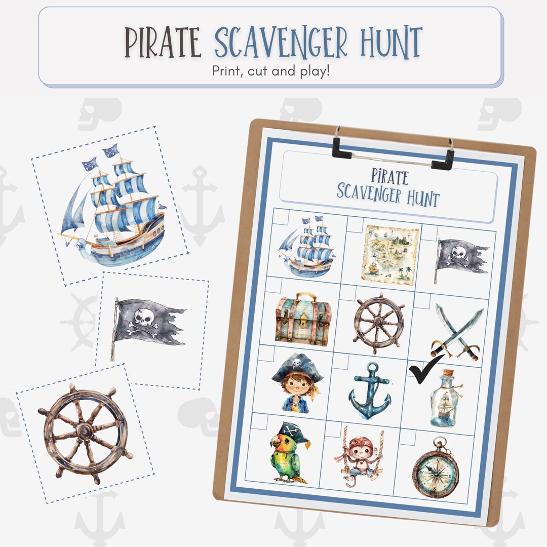 Pirate-themed Scavenger Hunt | Printable Kids Scavenger Hunt Game ...