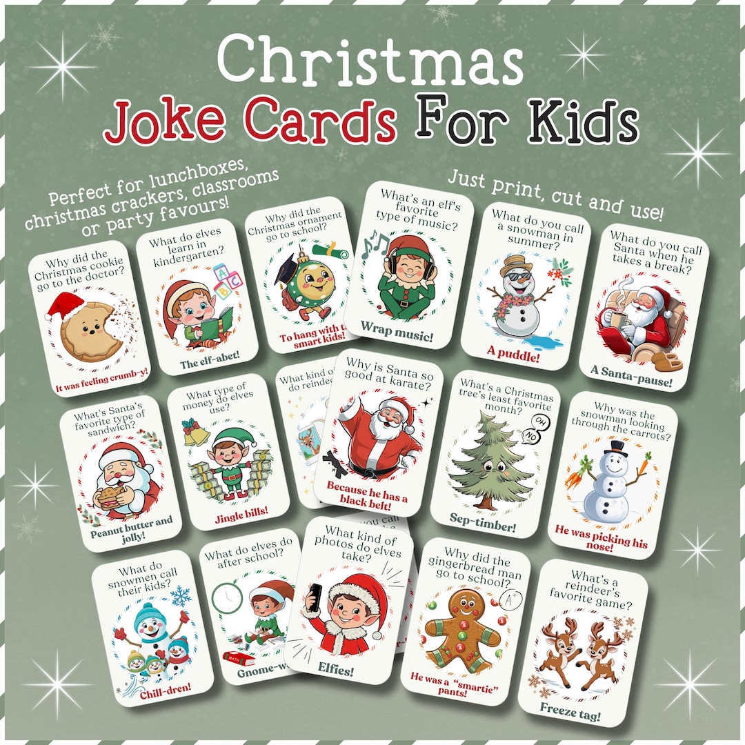 Printable Christmas Joke Cards for Kids, Christmas Lunchbox Jokes ...