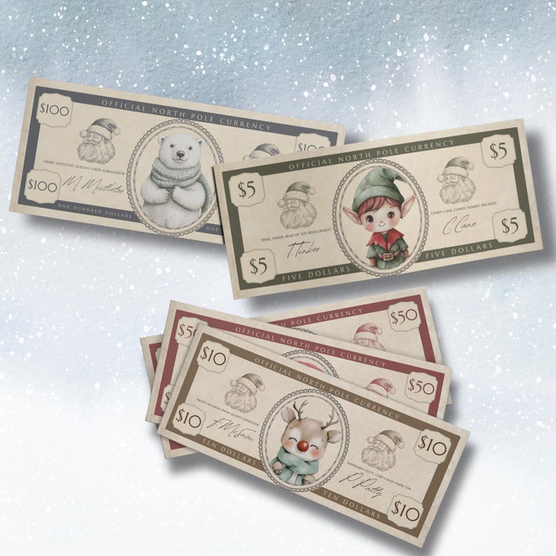 Christmas North Pole Currency, Play Money, Santa Claus Money, Printable ...