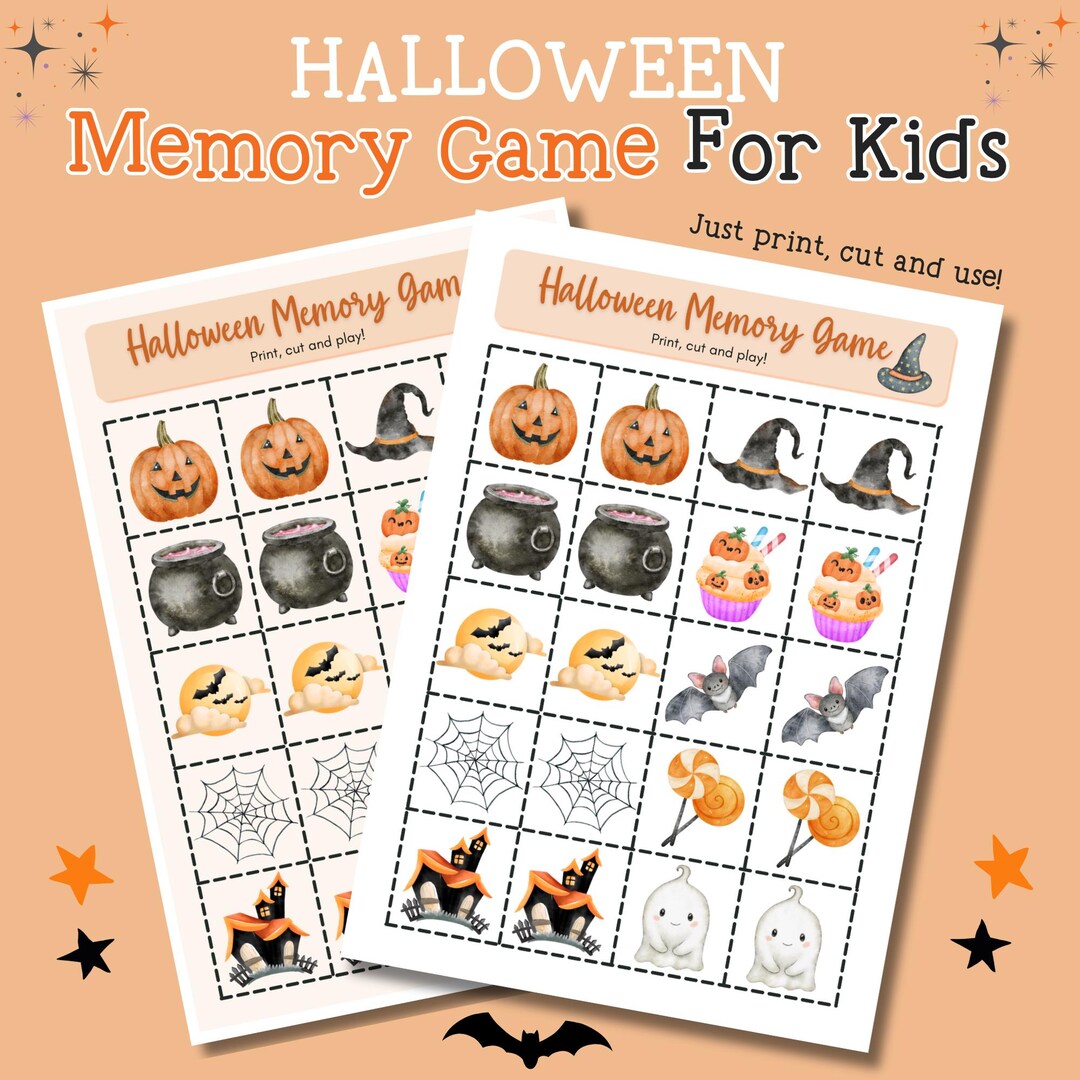 Halloween Kids Memory Game | Printable Halloween Matching Game ...