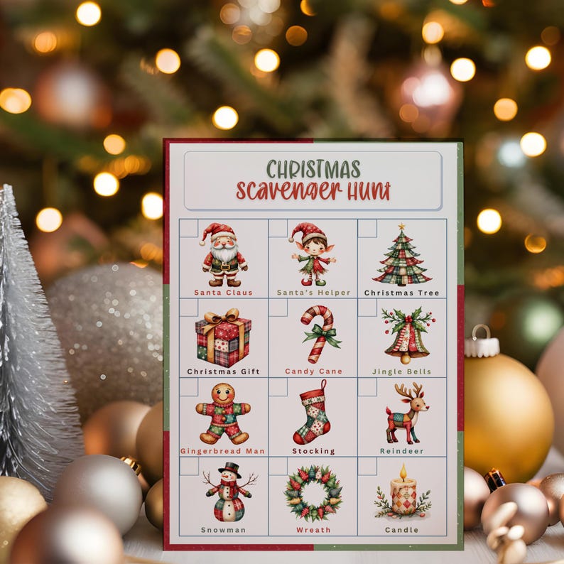 Christmas Scavenger Hunt Printable Cards, Holiday Party Game, Christmas ...