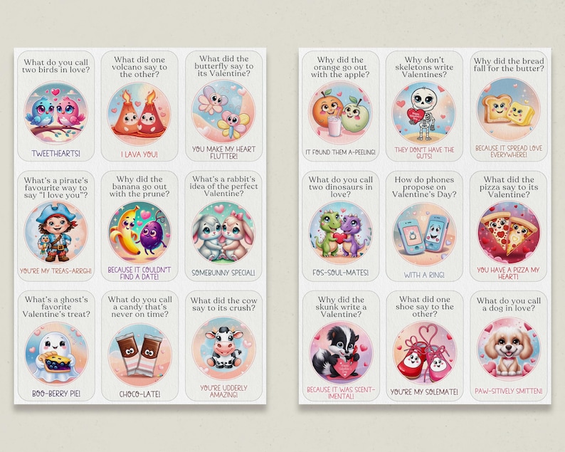 Printable Valentine's Day Joke Cards, Valentine Lunchbox Jokes, Party ...