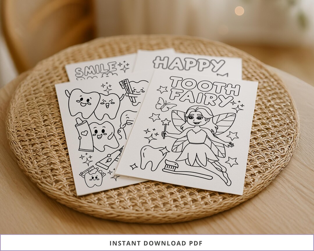 Printable Tooth Fairy Colouring Pages for Kids, Lost Tooth Activity ...