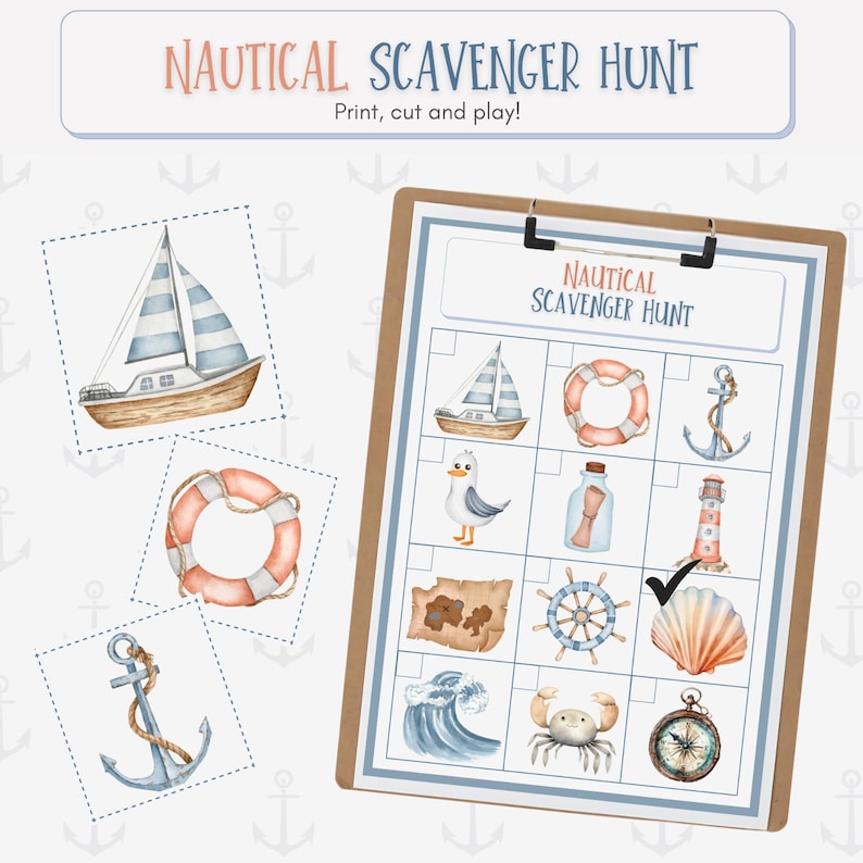 Nautical-themed Scavenger Hunt | Printable Kids Scavenger Hunt Game ...