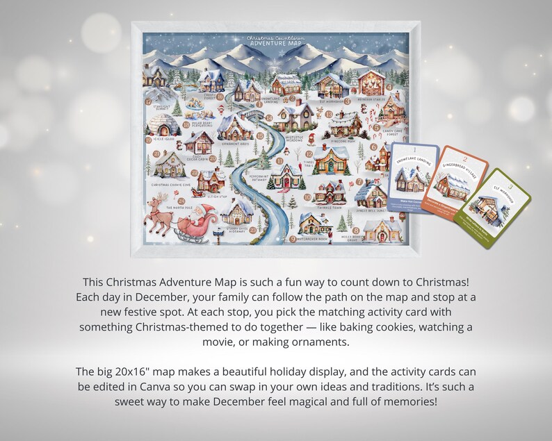 Editable Christmas Countdown Adventure Map, Holiday Activity Cards ...
