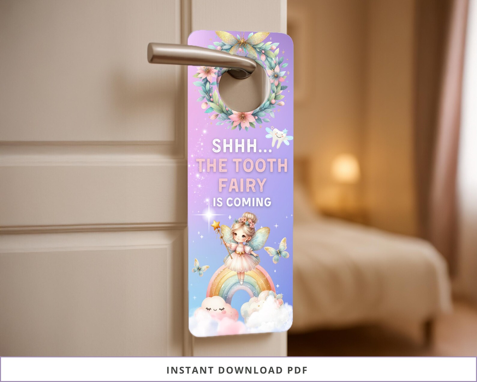 Printable Tooth Fairy Door Hanger | Tooth Fairy Sign | Fairy Decor ...