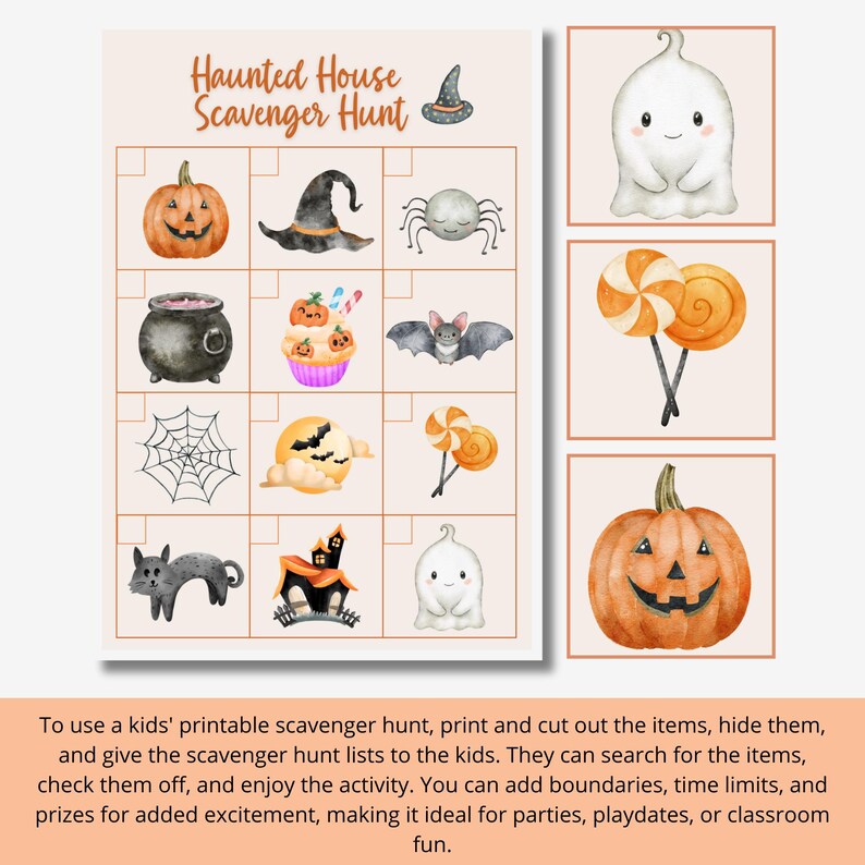 Halloween Scavenger Hunt Printable Cards for Kids | Halloween Kids Game ...