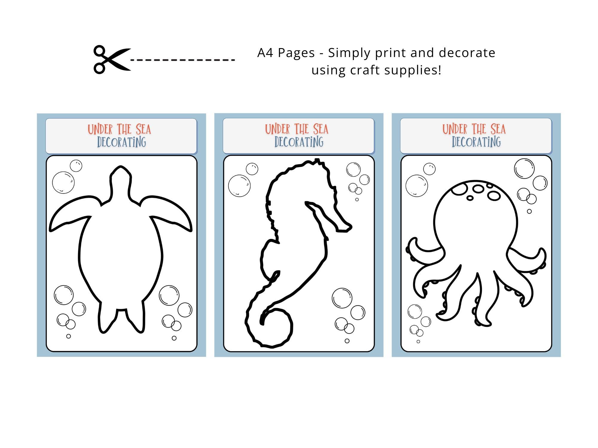 Under the Sea Decorating Pages Printable | Ocean-themed Kids Birthday ...