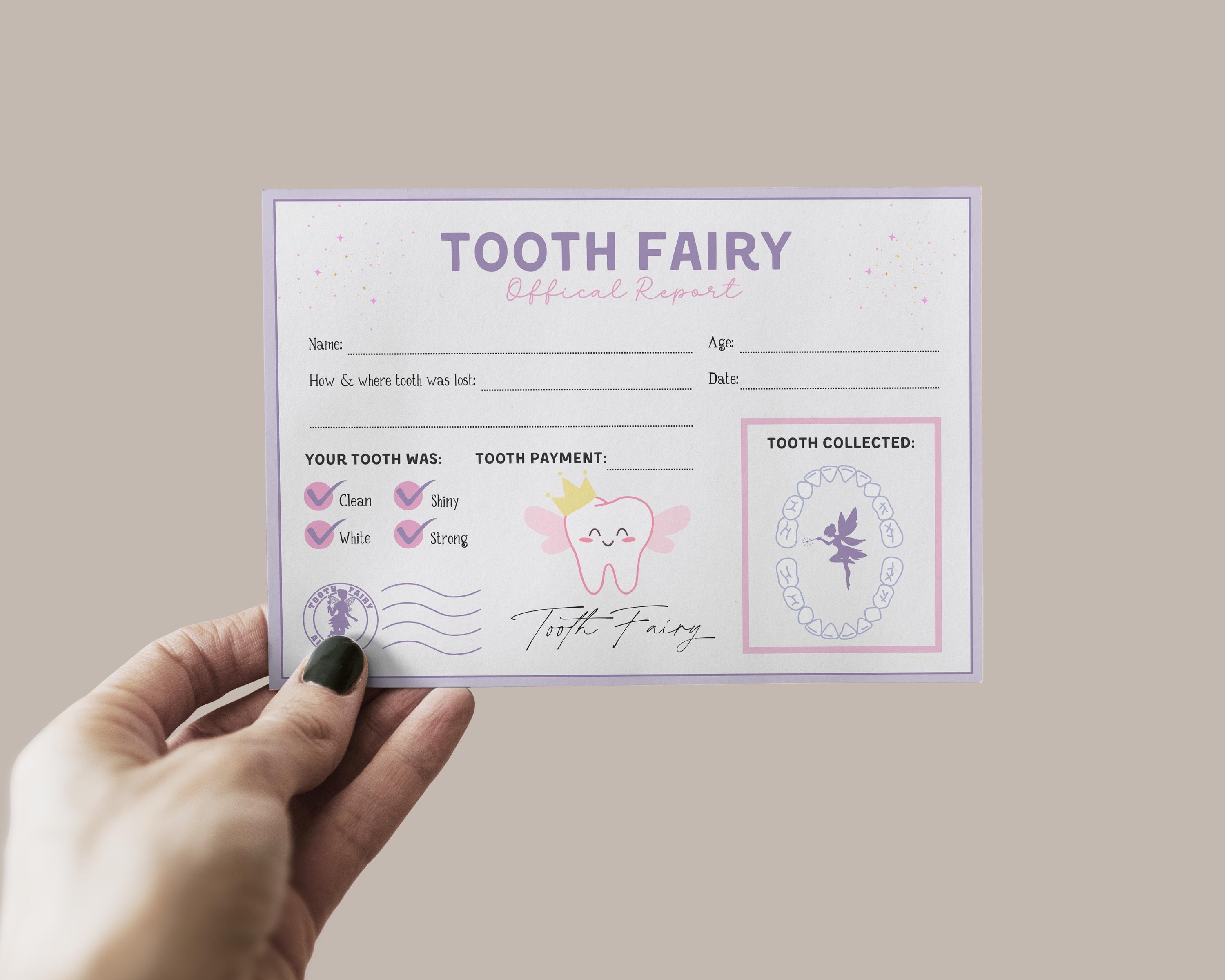 Printable Tooth Fairy Report Card, Kids Lost Tooth Keepsake (digital ...