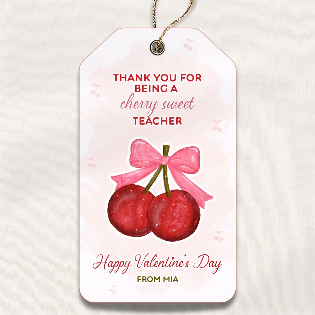 Editable Valentine's Day Gift Tag, Teacher Thank You (digital Download ...
