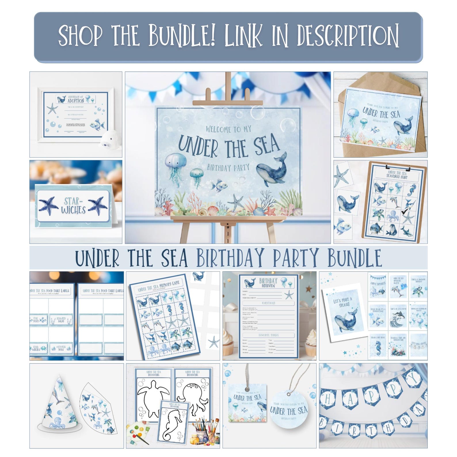 Under the Sea Party Hat Template Printable | Ocean-themed Kids Birthday ...
