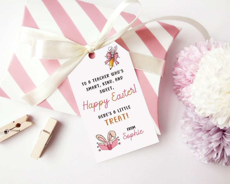 Easter Gift Tag for Teachers, Editable Gift Tag, Custom Teacher Thank ...