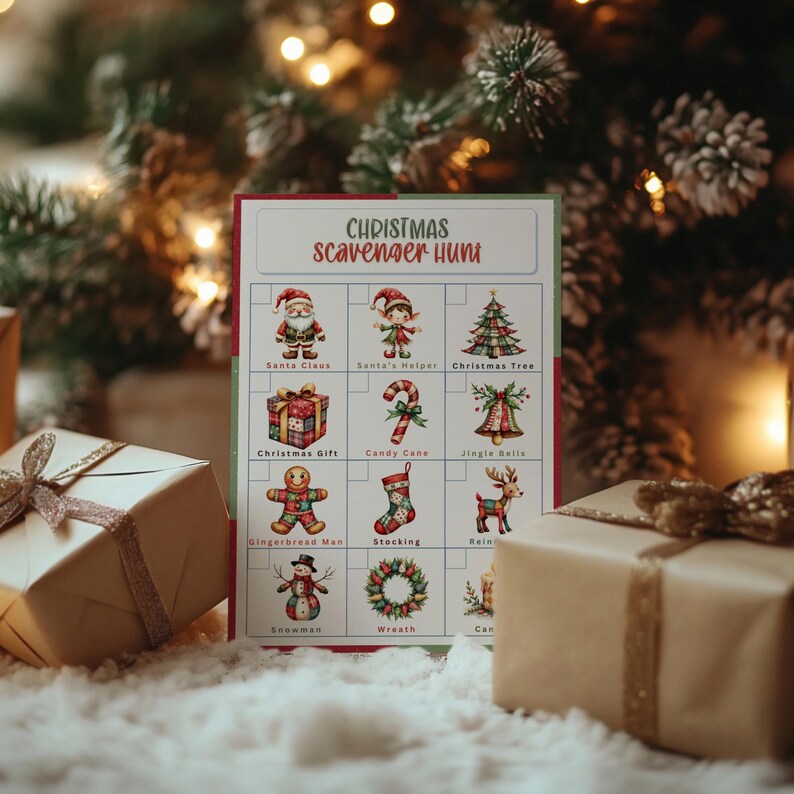 Christmas Scavenger Hunt Printable Cards, Holiday Party Game, Christmas ...