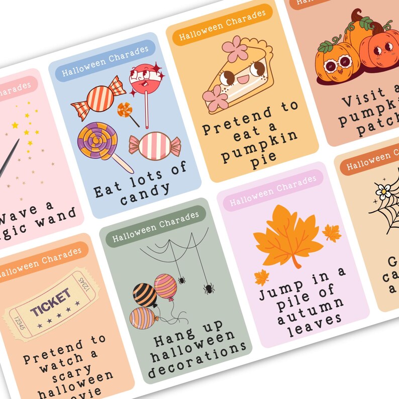 Printable Halloween Charades Game | Fun & Easy Charades Cards | Blank ...