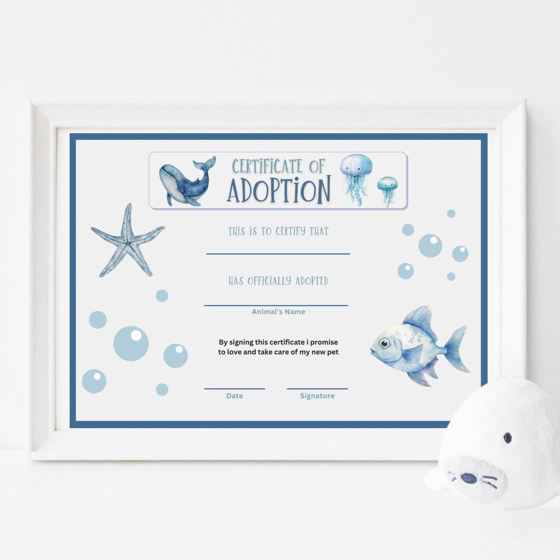 Under the Sea Adoption Certificate | Printable | Ocean-themed Kids ...