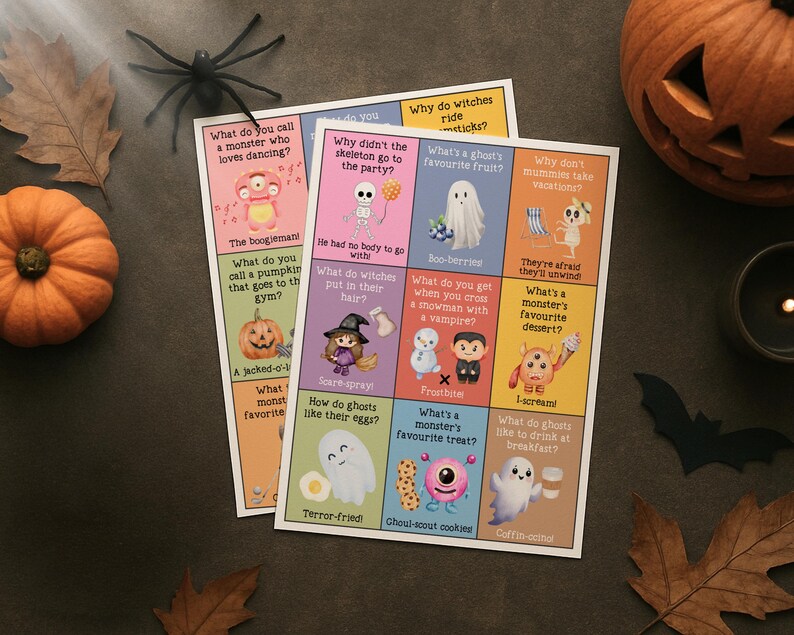 Halloween Joke Cards for Kids, Printable Lunchbox Notes (instant ...