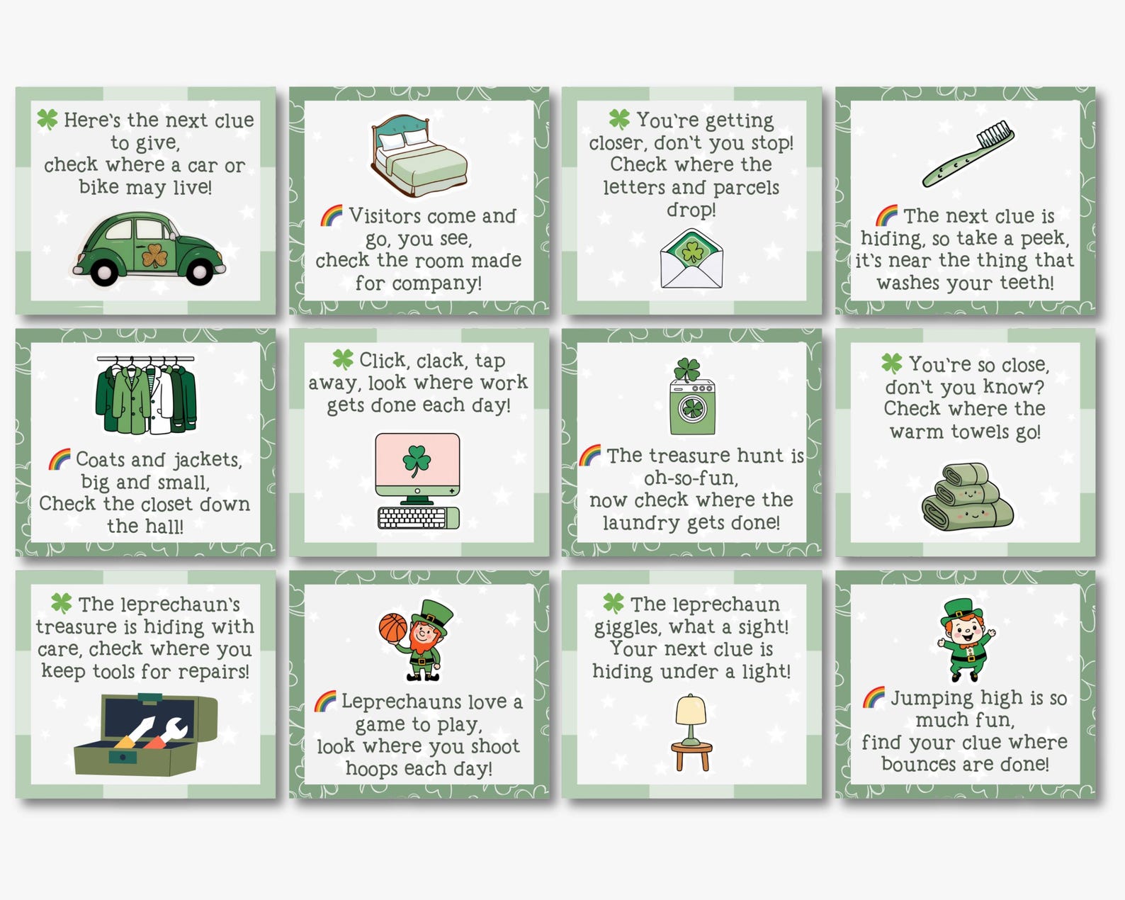 St. Patrick's Day Treasure Hunt, Printable Scavenger Hunt Clues, Kids ...