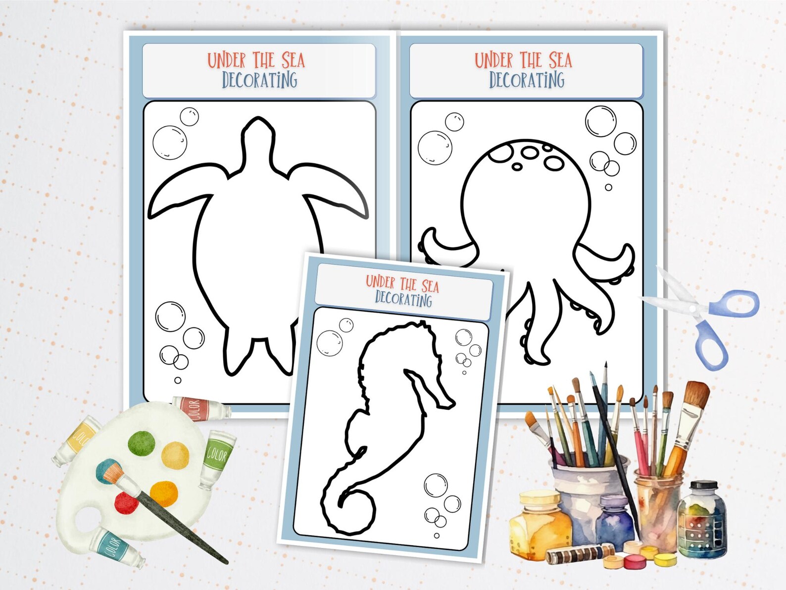 Under the Sea Decorating Pages Printable | Ocean-themed Kids Birthday ...