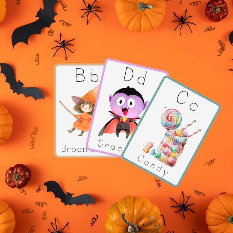 Halloween Flash Card Alphabet A-Z for Kids | Fun Educational Spooky ...