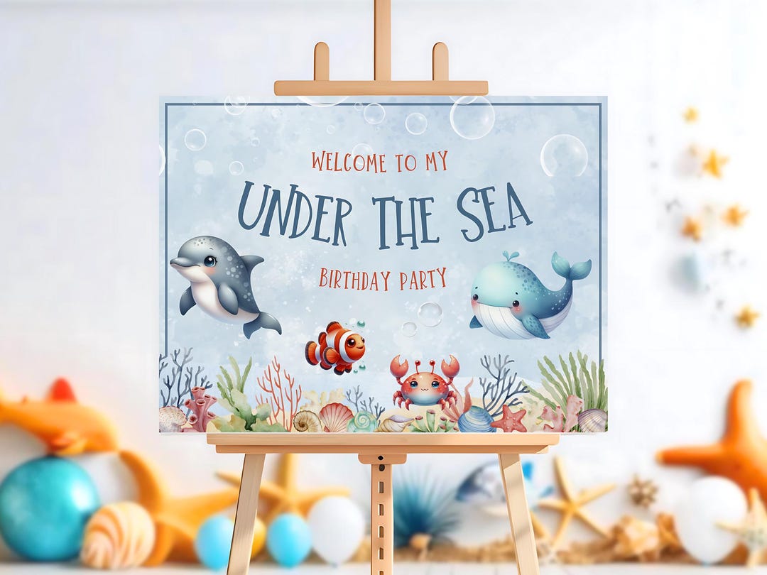 Under the Sea Welcome Sign Printable | Ocean-themed Kids Birthday Decor ...