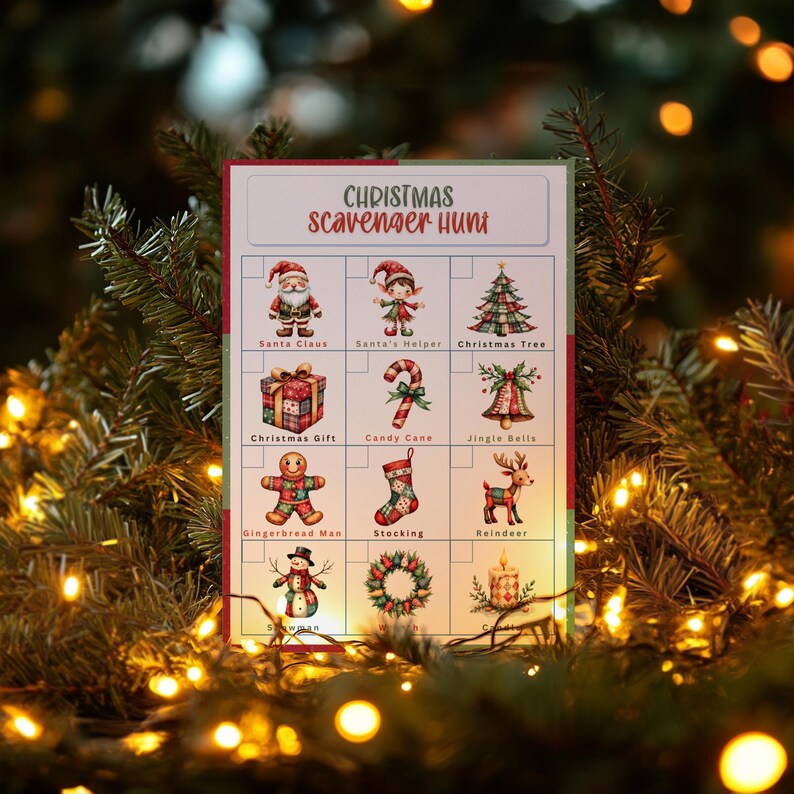 Christmas Scavenger Hunt Printable Cards, Holiday Party Game, Christmas ...