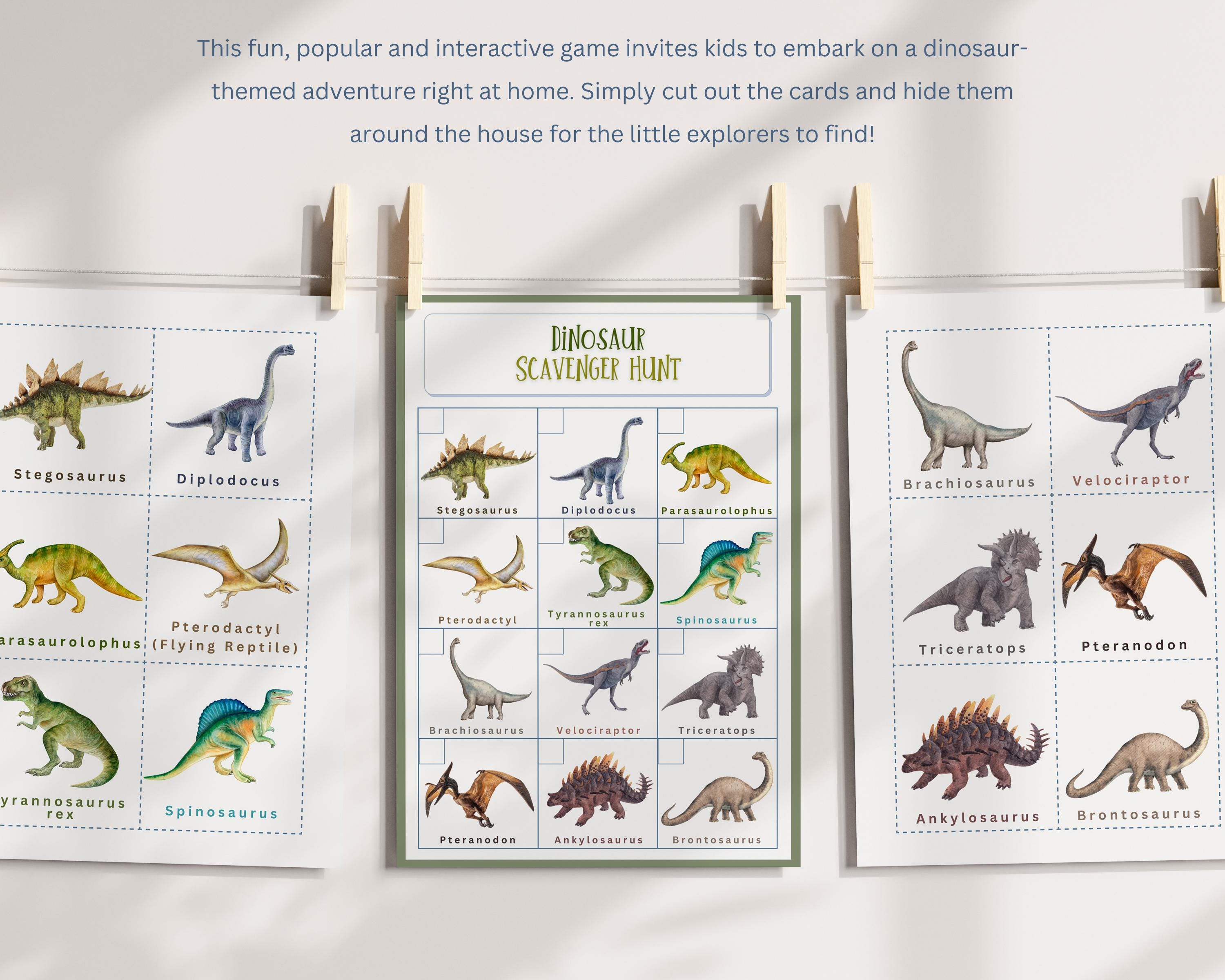 Dinosaur Scavenger Hunt Printable Cards | Dinosaur Classroom & Holiday ...
